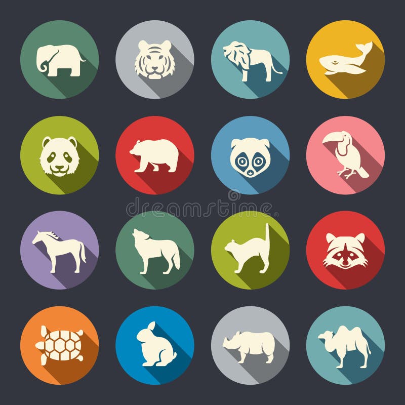 Animals icon set stock vector. Illustration of jungle - 46213841