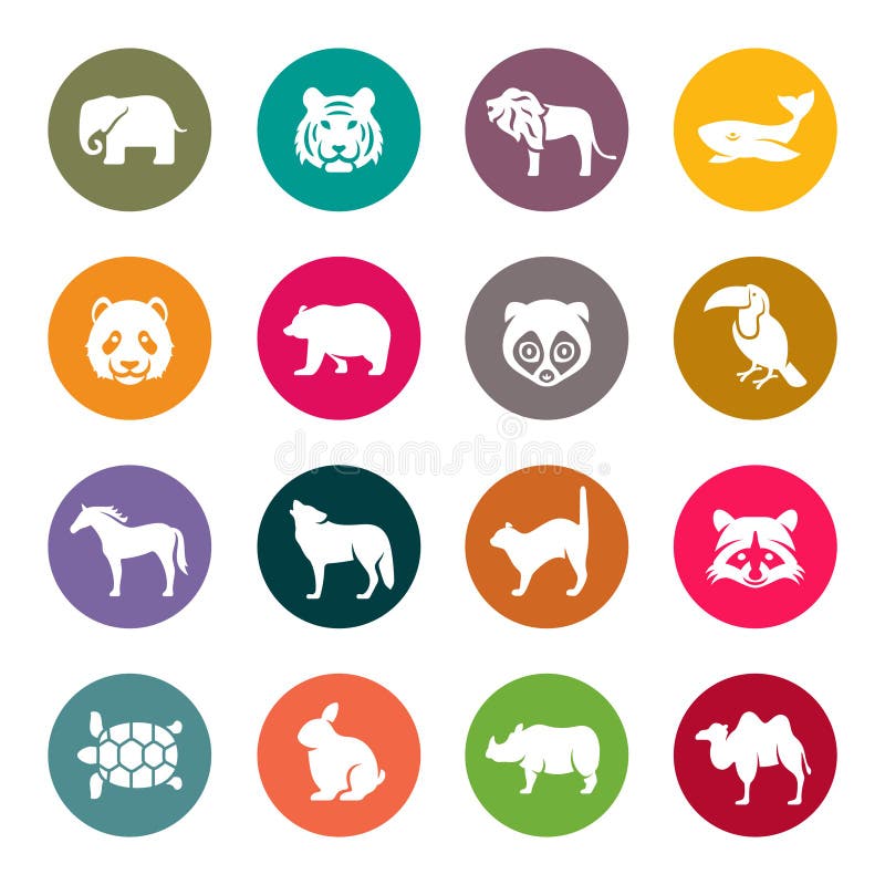 Animals Icon Set. Vector Illustration Stock Vector - Illustration of ...