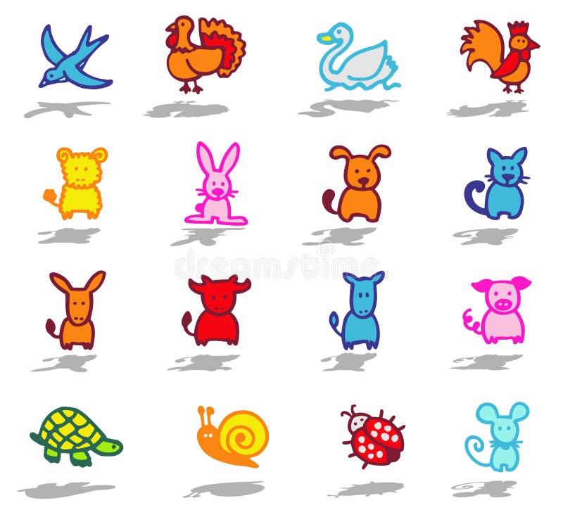 Animals icons set 1 stock vector. Illustration of turtle - 10202598