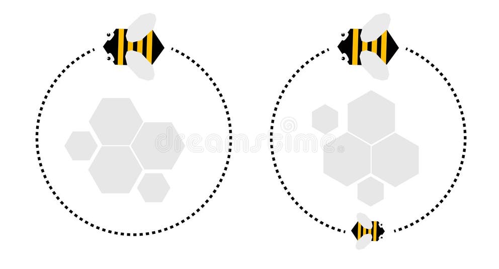 Abstract Bees with Flight Trace Round Frame Stock Vector - Illustration ...