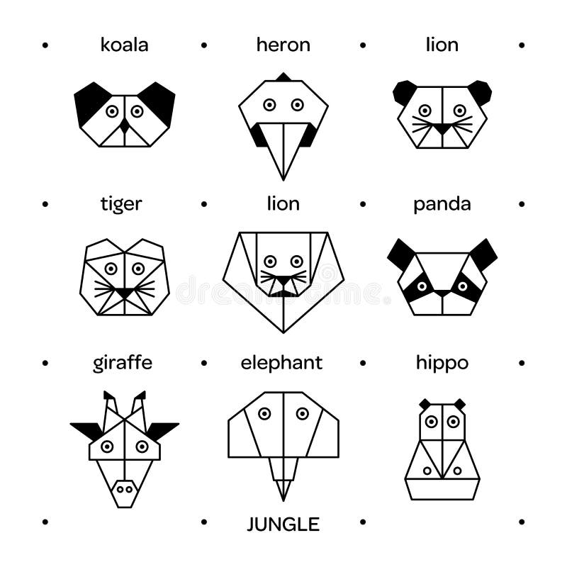 Animals jungle origami 3 stock vector. Illustration of elephant - 73821647