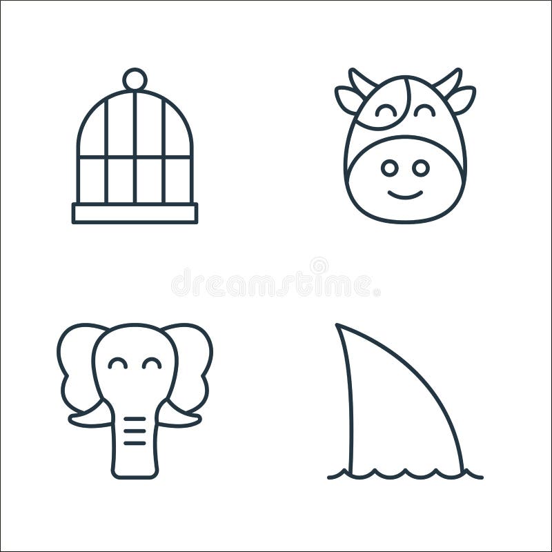 Zoo Animals Thin Line Art Icons Set Stock Illustrations – 220 Zoo ...
