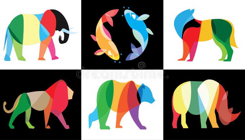 Animals Logo and Wallpaper Design Stock Illustration - Illustration of ...