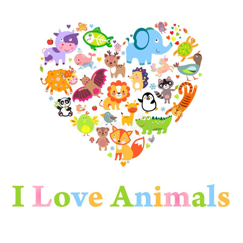 Animals Heart stock vector. Illustration of planet, animals - 63018861