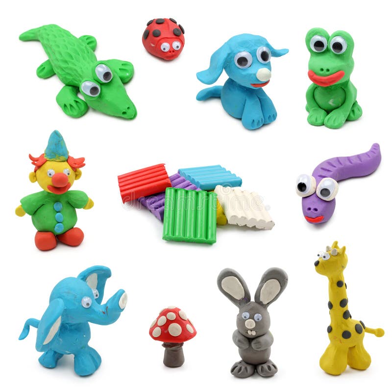 Animals Made from Child S Play Clay Stock Photo - Image of gray ...