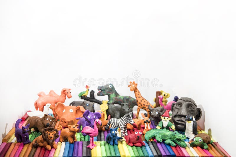 Animals Made from Child S Play Clay Stock Photo - Image of gray ...