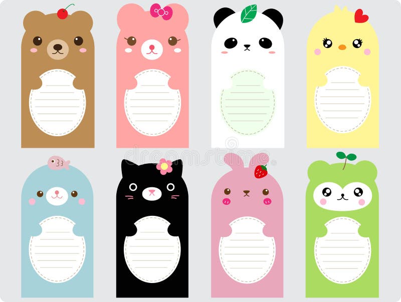 Animals note set stock vector. Illustration of leaf, bear - 76221948