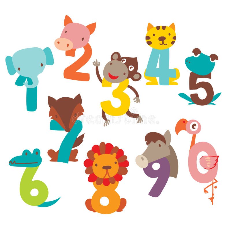 Animals Number Vector Design Stock Vector - Illustration of cute ...