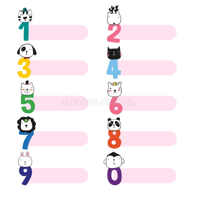 Animals Number Vector Design Stock Vector - Illustration of cute ...