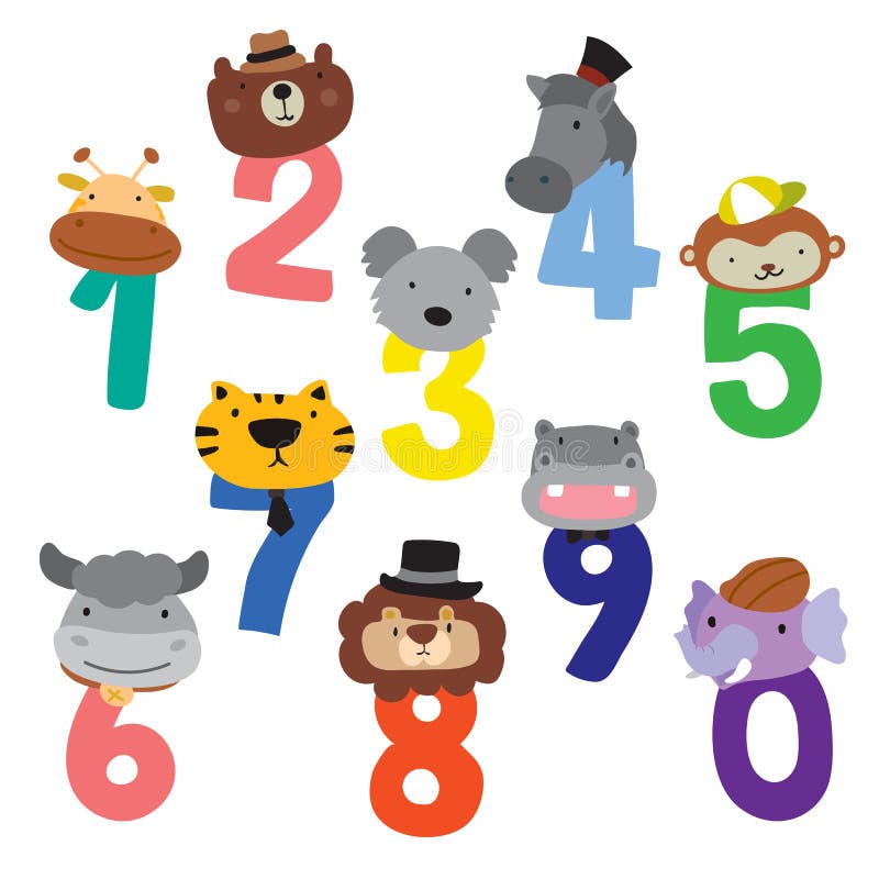 Animals Number Vector Design Stock Vector - Illustration of lion ...