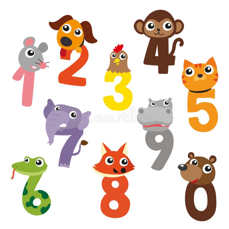Animals Number Vector Design Stock Vector - Illustration of cute ...