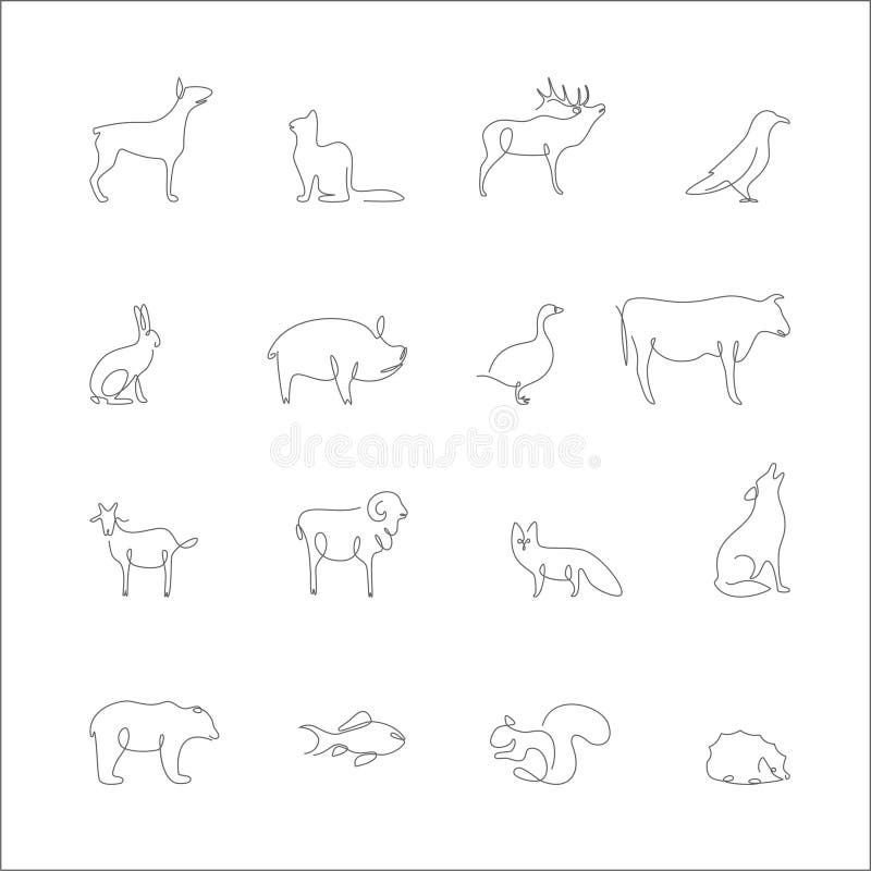 Forest Animals Line Drawing Stock Illustrations – 4,736 Forest Animals ...