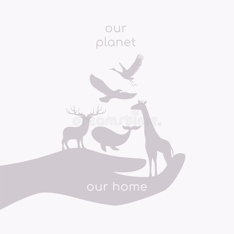 Animals on the Palm of Hand Stock Vector - Illustration of animal ...