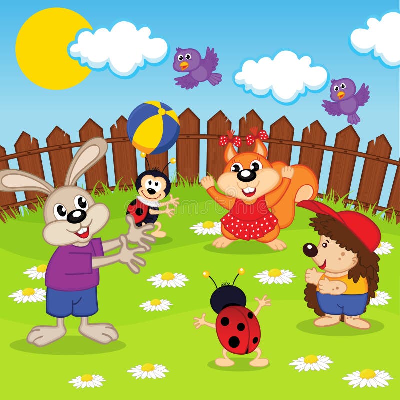 Animals play ball stock vector. Illustration of printable - 49229443