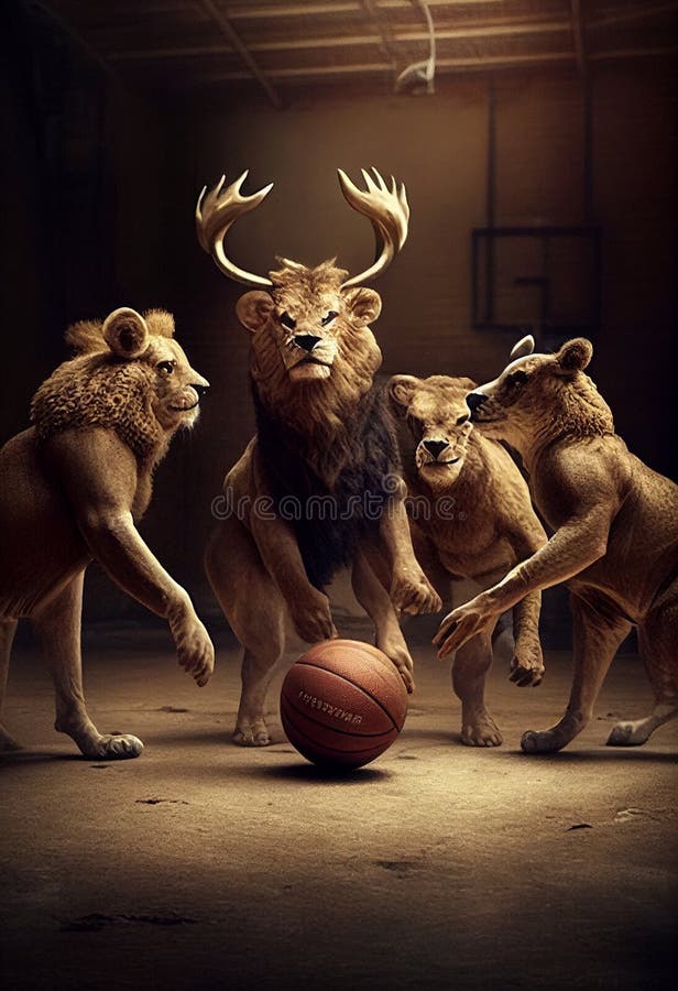 Animals Playing Basketball. AI Generated Stock Illustration ...