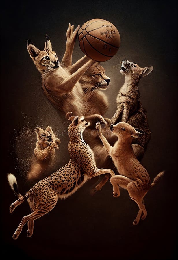 Animals Playing Basketball. AI Generated Stock Illustration ...