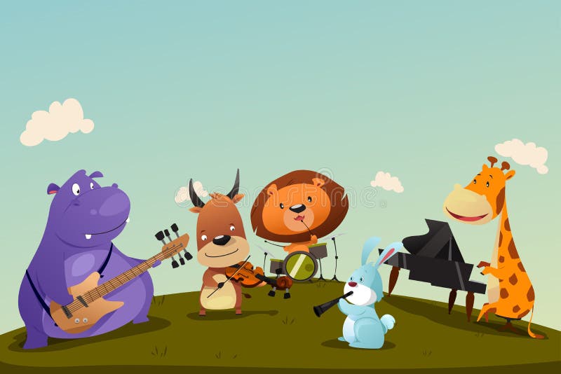 Animals Playing Instruments Stock Illustration - Illustration of ...