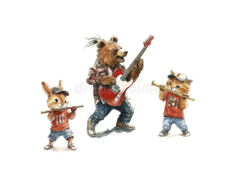 Animals Playing Musical Instruments. Illustration Stock Illustration ...