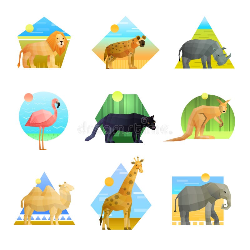 Wild Animals Square Badge Stock Illustrations – 24 Wild Animals Square ...