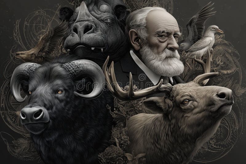 Animals Representing the Evolution Theory by Charles Darwin, Caricature ...