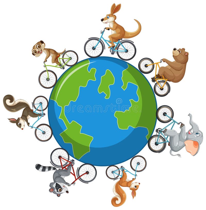 Animals riding bicycles stock vector. Illustration of cycling - 354699990