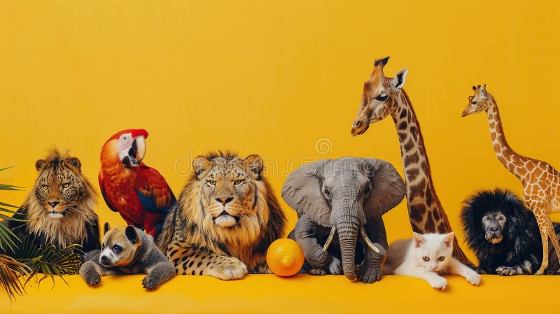 Lined Up in the Wild: Animals in Perfect Formation Stock Illustration ...