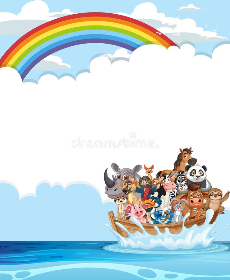 Animals Sailing Under a Rainbow Stock Vector - Illustration of colorful ...