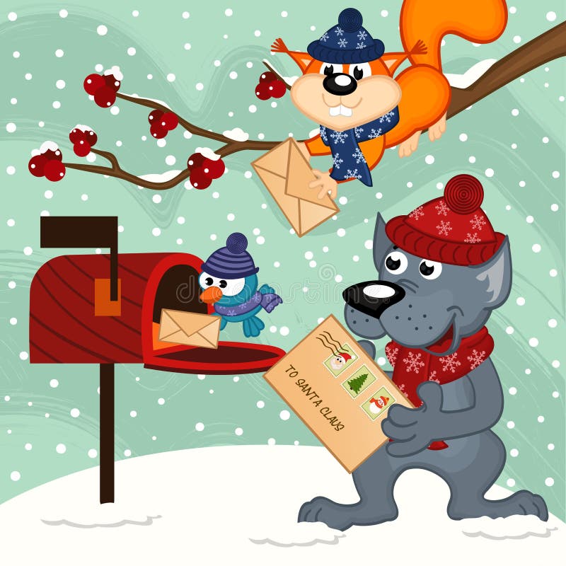 Animals Send Letters To Santa Claus Stock Vector - Illustration of ...