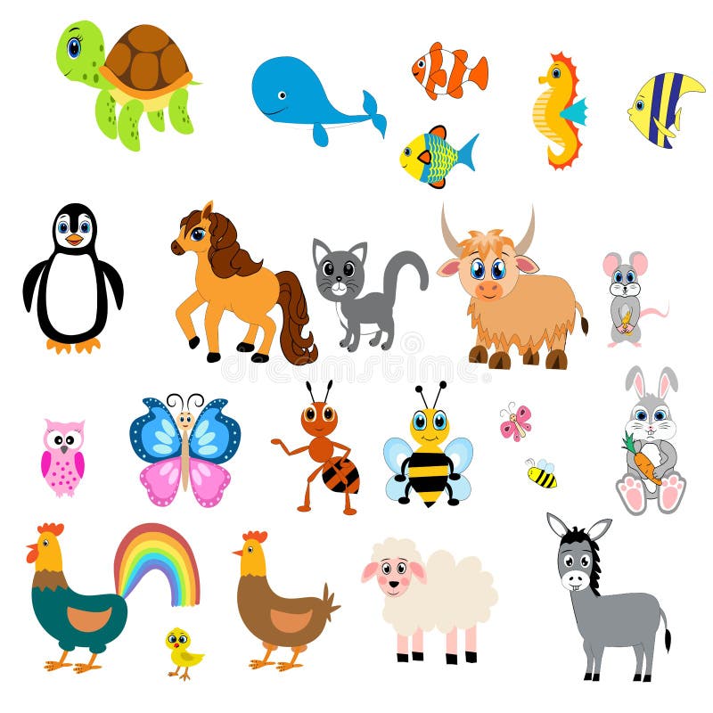 Animals Set , Cartoon Vector Illustration Character Vector Stock Vector ...