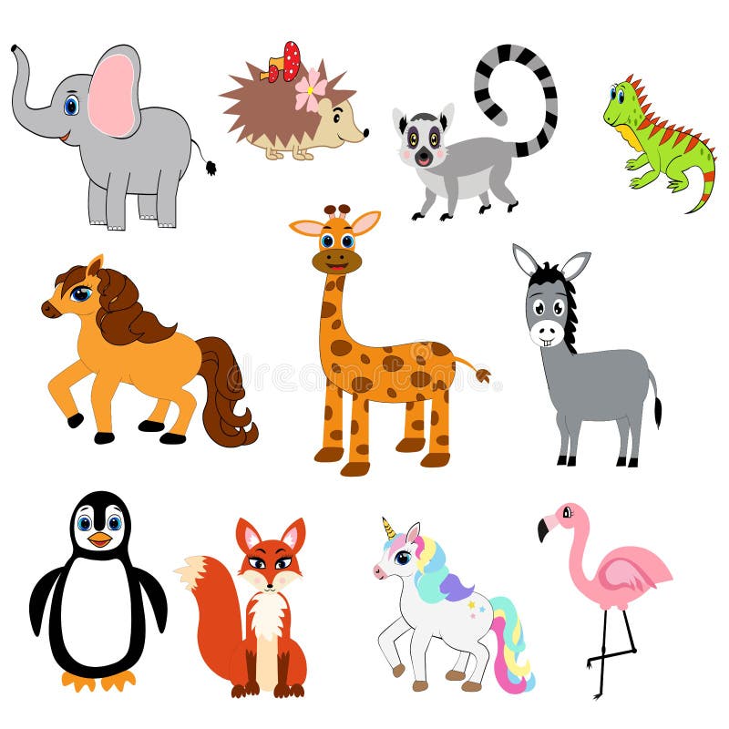 Animals Set , Cartoon Vector Illustration Character Vector Stock Vector ...