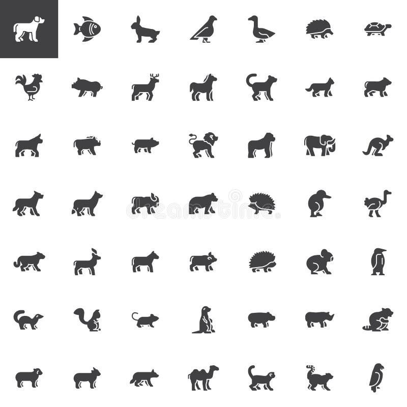 Animals Side View Vector Icons Set Stock Vector - Illustration of icon ...