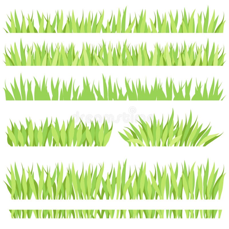 Set of Different Horizontal Compositions of Grass. Isolated Garden Lawn ...