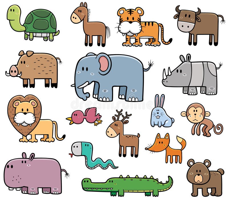 Jungle animals set stock vector. Illustration of wild - 25798804
