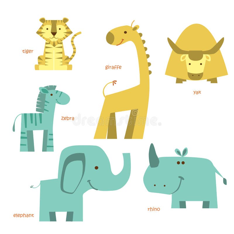 Animals vector set stock vector. Illustration of tiger - 93590422