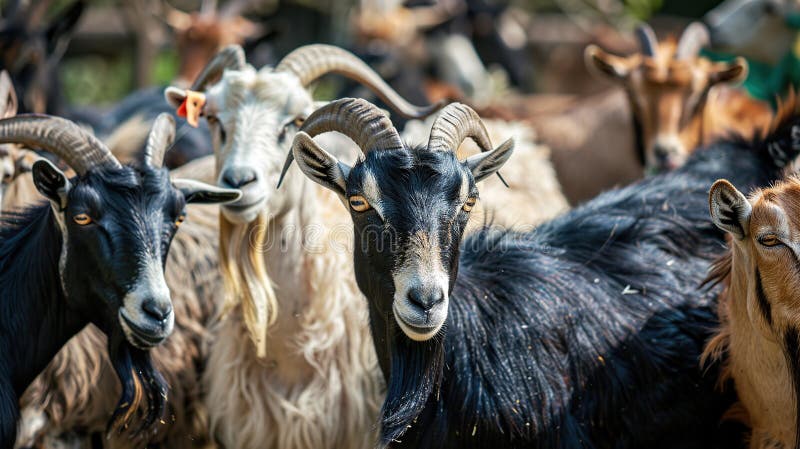 The Animals Were Herded Together so that the Goats Stock Illustration ...