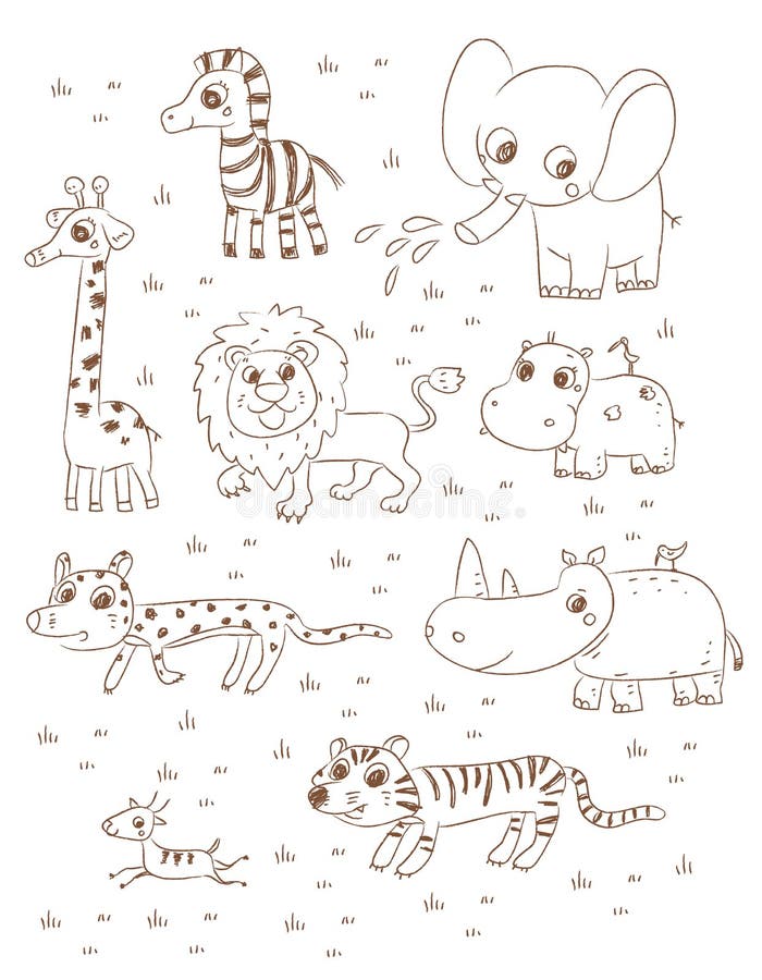 Hand draw animals stock vector. Illustration of lion - 16793629