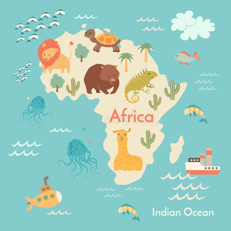 World Map Cartoon Animals Stock Illustrations – 764 World Map Cartoon ...
