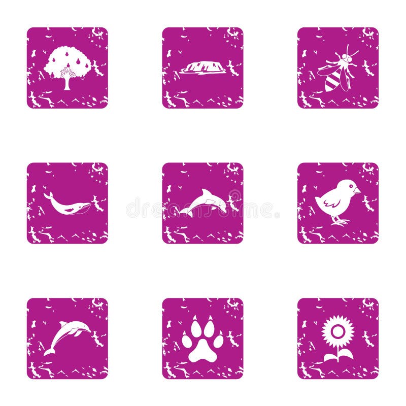 Animate Essentiality Icons Set, Grunge Style Stock Vector ... Animate Essentiality Icons Set, Grunge Style Stock Vector ...