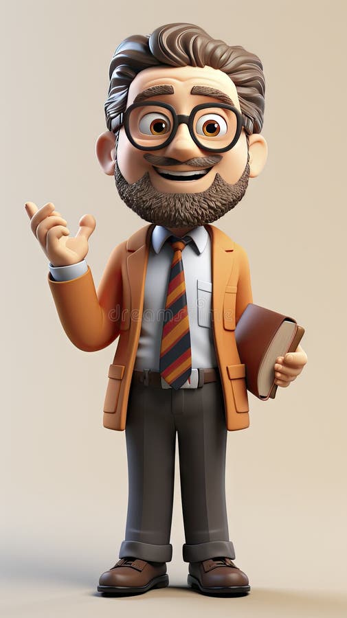 Animated Academic: Cheerful Cartoon Scholar. Stock Illustration ...