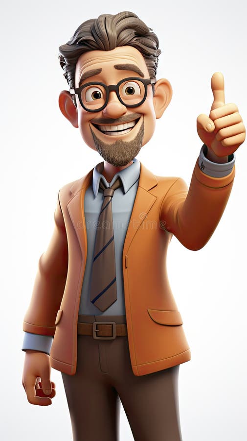 Animated Academic: Cheerful Cartoon Scholar. Stock Illustration ...