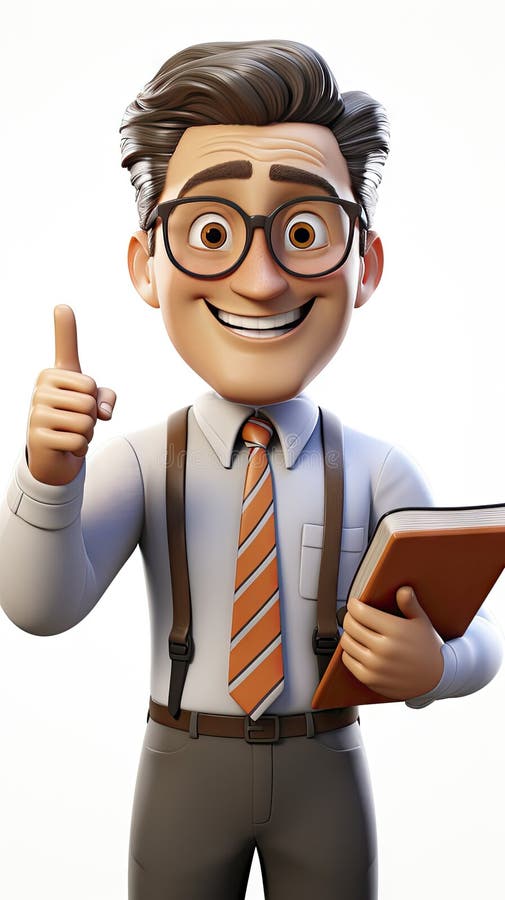 Animated Academic: Cheerful Cartoon Scholar. Stock Illustration ...