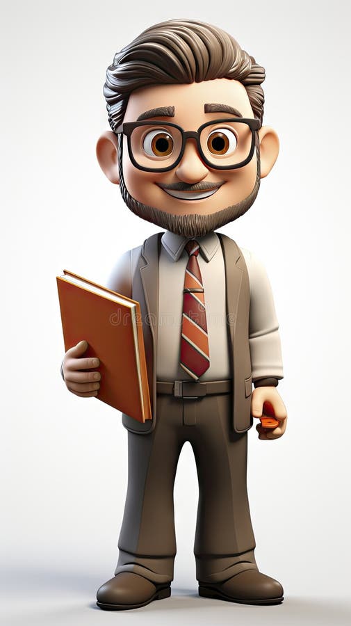 Animated Academic: Cheerful Cartoon Scholar. Stock Illustration ...