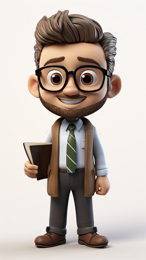 Animated Academic: Cheerful Cartoon Scholar. Stock Illustration ...