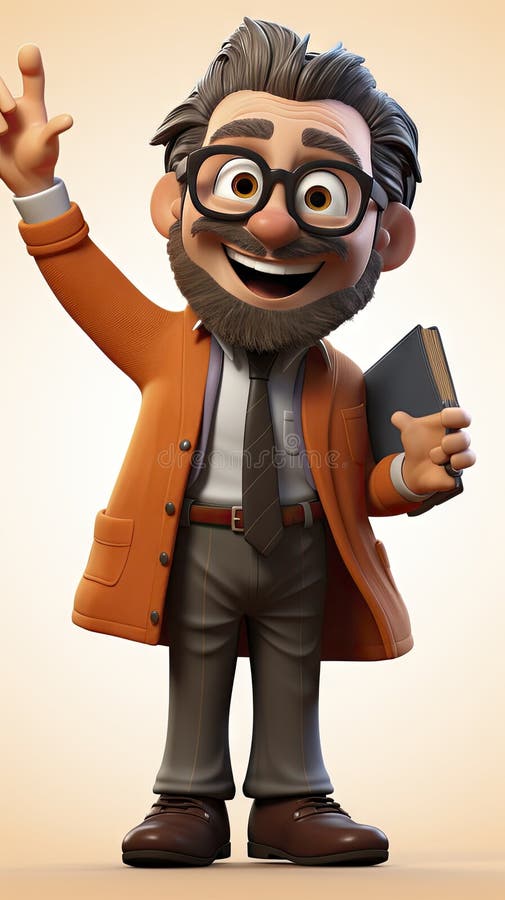 Animated Academic: Cheerful Cartoon Scholar. Stock Illustration ...