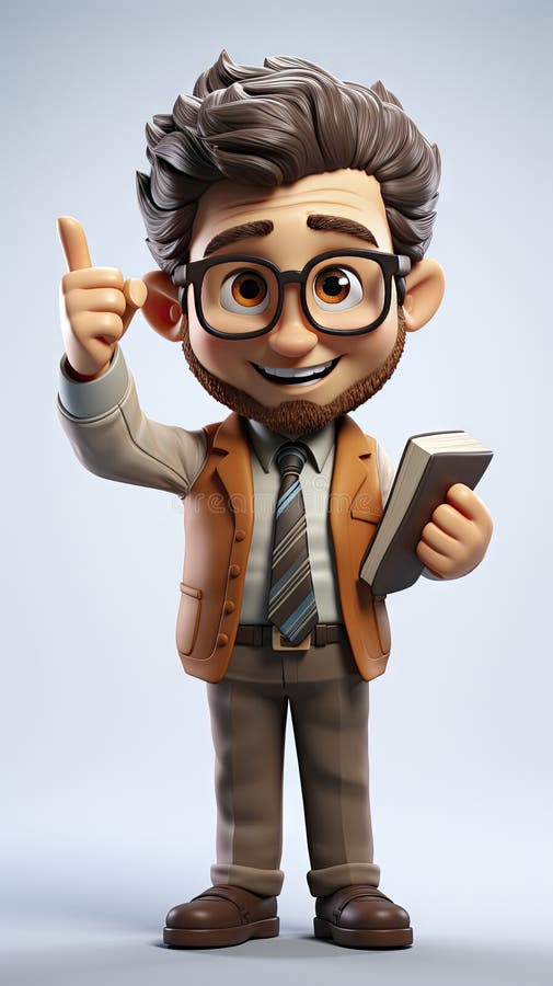 Animated Academic: Cheerful Cartoon Scholar. Stock Illustration ...