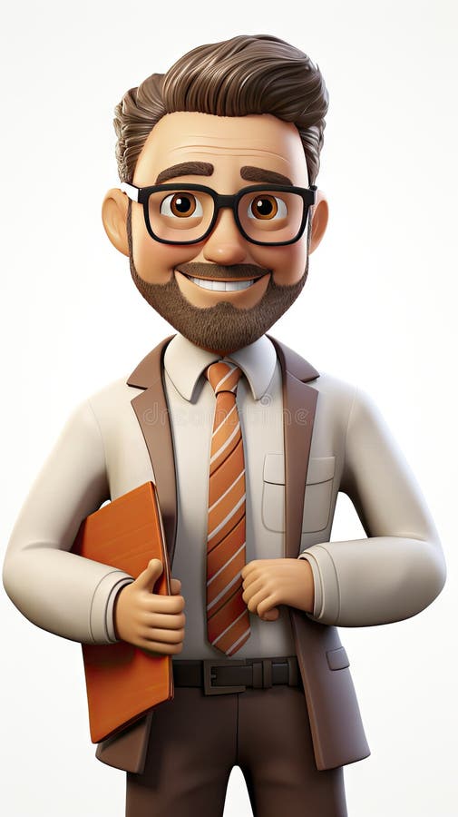 Animated Academic: Cheerful Cartoon Scholar. Stock Illustration ...