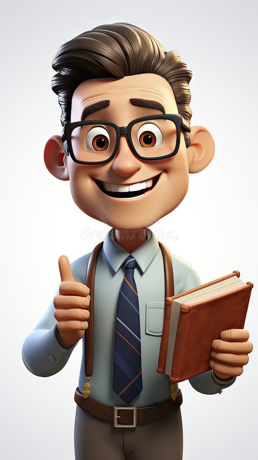 Animated Academic: Cheerful Cartoon Scholar. Stock Illustration ...