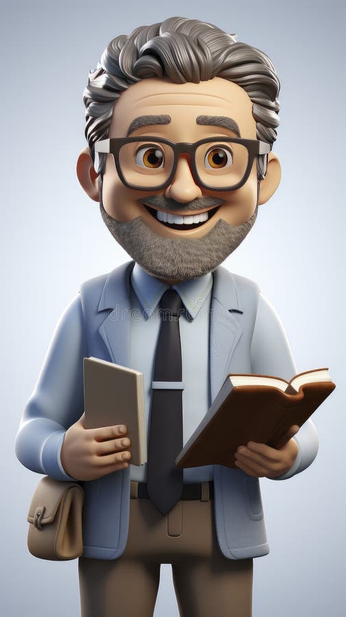 Animated Academic: Cheerful Cartoon Scholar. Stock Illustration ...