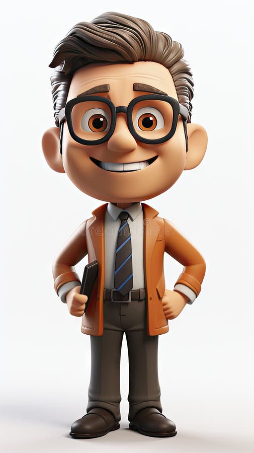 Animated Academic: Cheerful Cartoon Scholar. Stock Photo - Image of ...