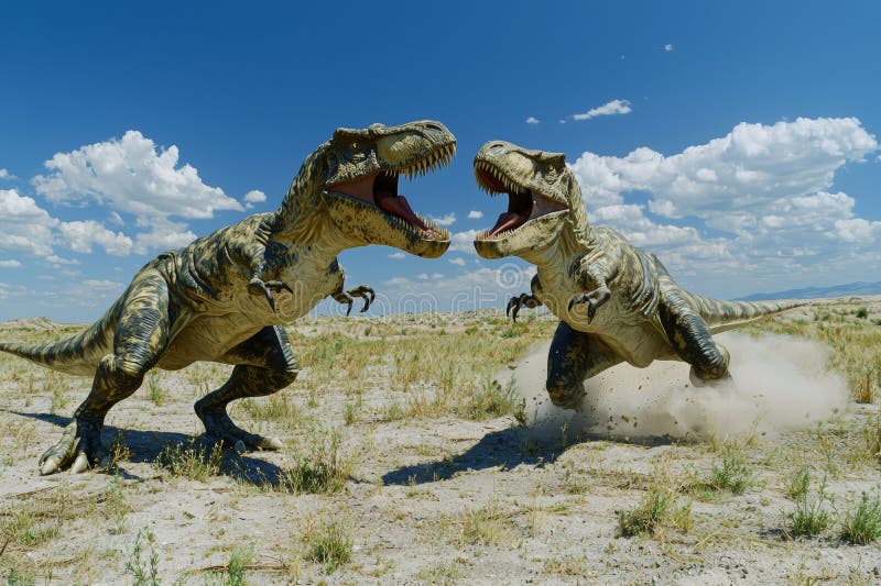 Animated Action-Packed Fight between a T-Rex and a Raptor. Stock Stock ...